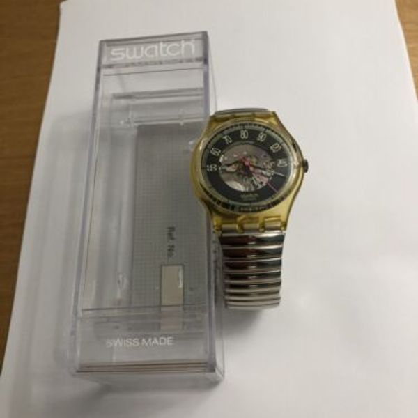 Newin Box Swatch Watch Irony Metal Stretch Band Red Line | WatchCharts ...
