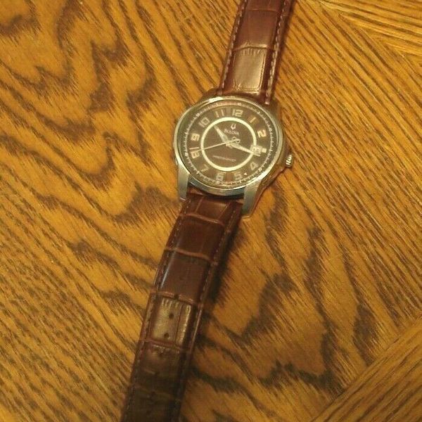 Bulova Mens 96B128 Precisionist Claremont Brown Leather Band Wristwatch ...