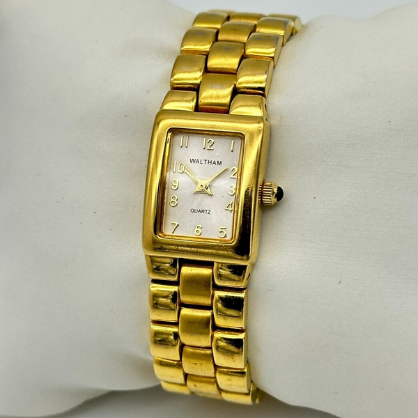 Women's WALTHAM Gold Tone Classic Bracelet Watch, Silver Dial, 17mm ...