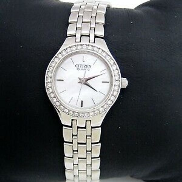 CITIZEN WATCH WOMENS 5930 S067154 STAINLESS STEEL BRACELET CRYSTALS ...