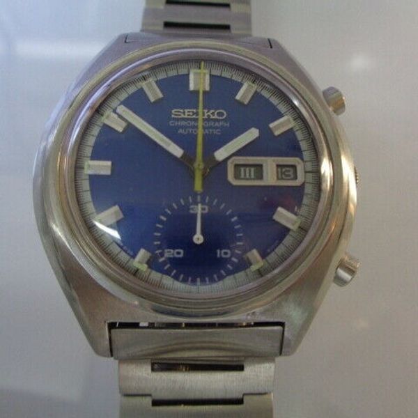 Seiko Chronograph Mens Watch 6139-8030 Day & Date Original Blue Dial SN ...