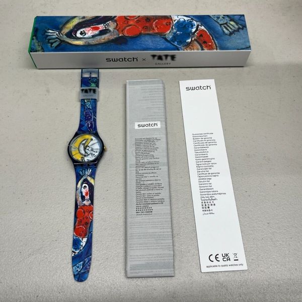 Swatch SUOZ365 X Tate Gallery CHAGALL'S BLUE CIRCUS Analog Watch - USED ...