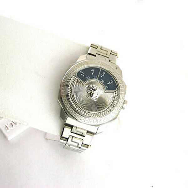Versace Dylos VQU Rotating Dial Stainless Link Band Swiss Quartz Analog ...