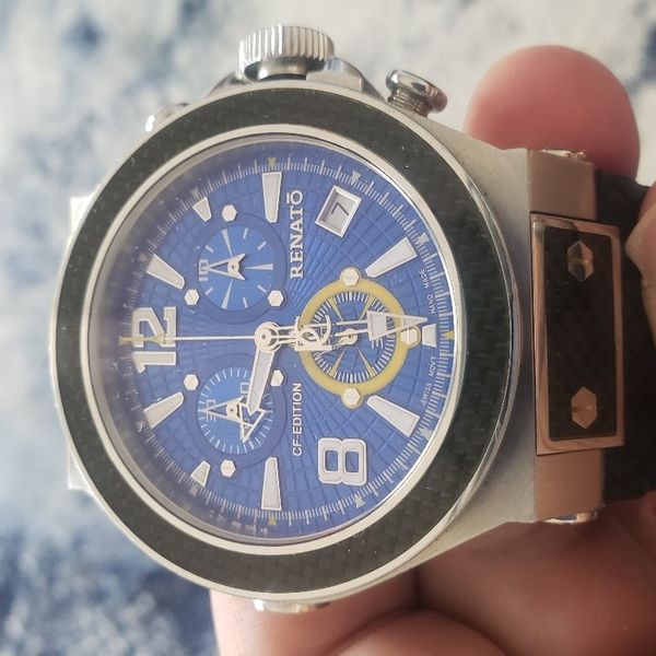 Renato Wildebeast Blue Dial Chronograph Rubber Strap | WatchCharts ...