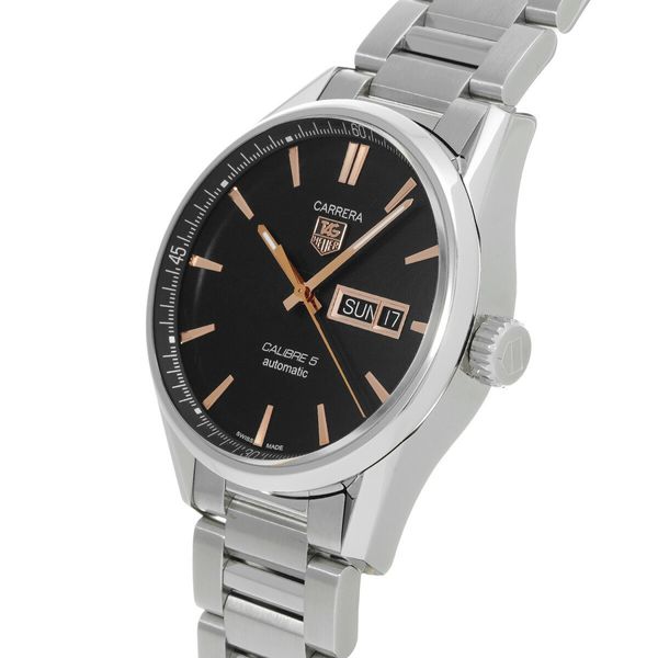 TAG HEUER Carrera Calibre 5 Day Date WAR201C.BA0723 Black SS Men's Wristwatch | WatchCharts ...