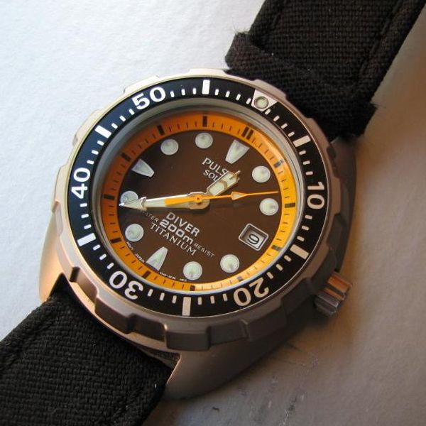 SOLD: Rare Pulsar Titanium Solar Diver PUA059 | WatchCharts Marketplace