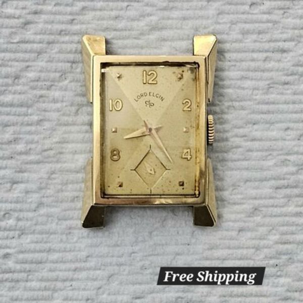 14k Gold Filled Lord Elgin Vintage Watch 1930s Rectangle Face Wadsworth ...