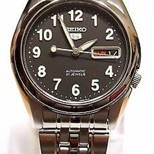 SEIKO 5 SNK381 Stainless Steel Band Automatic Men's Black Watch SNK381K1 New ! | WatchCharts