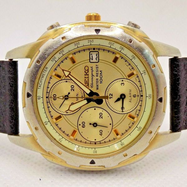 Seiko 'SNA304' 7T62-0AE0 WR100M Alarm Chronograph Tachymeter Gents ...