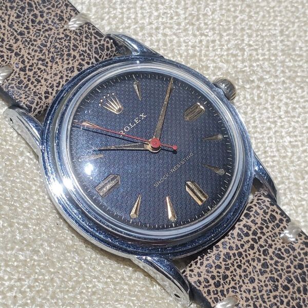 Vintage 40s Rolex Back Waffle Gilt Dial Stainless Steel Manual Winding ...