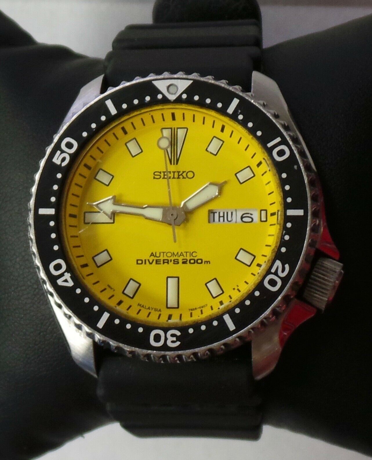 Men's Seiko SKXA35 Automatic 200M Diver Watch Yellow Dial 7S26-0028 ...