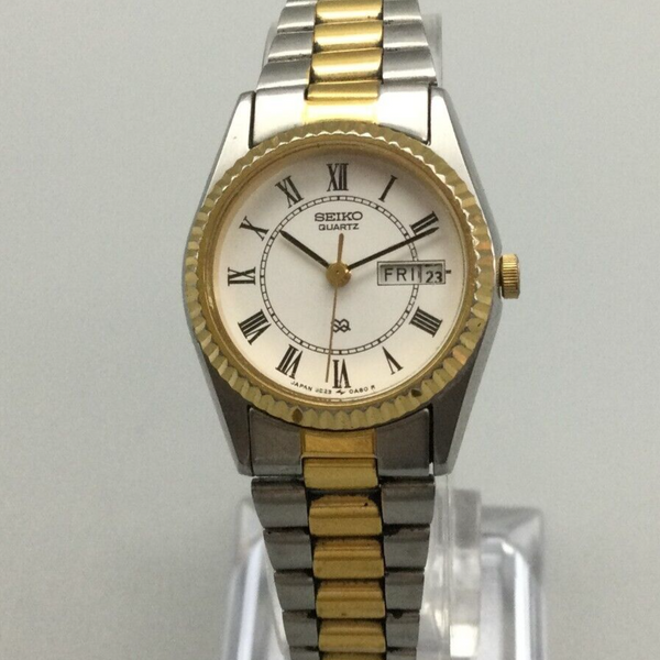 Vintage Seiko SQ Watch Women Gold Silver Two Tone 3E23-0A60 Date New ...
