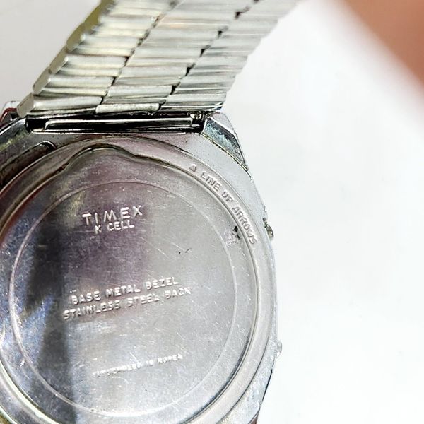Vintage Timex K Cell Digital Watch Men 34mm Silver Tone New Battery As ...