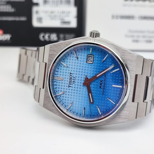 Tissot T-Classic PRX Powermatic 80 Tissot PRX watch blue gradient ...