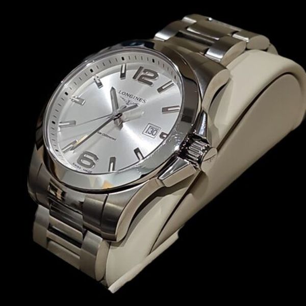 Longines Conquest Silver Dial Stainless Steel Men's 41mm Watch L37594 ...