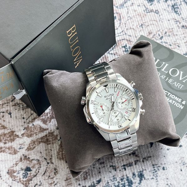 Bulova 96B255 Classic Marine Star Chronograph White Dial 43mm Men's ...