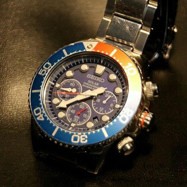 seiko solar Pepsi divers men's watch. full size. | WatchCharts Marketplace