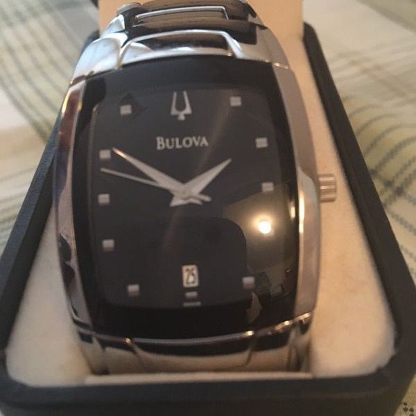 Bulova C876727 Black Dial Stainless Steel Men's Watch with Date ...