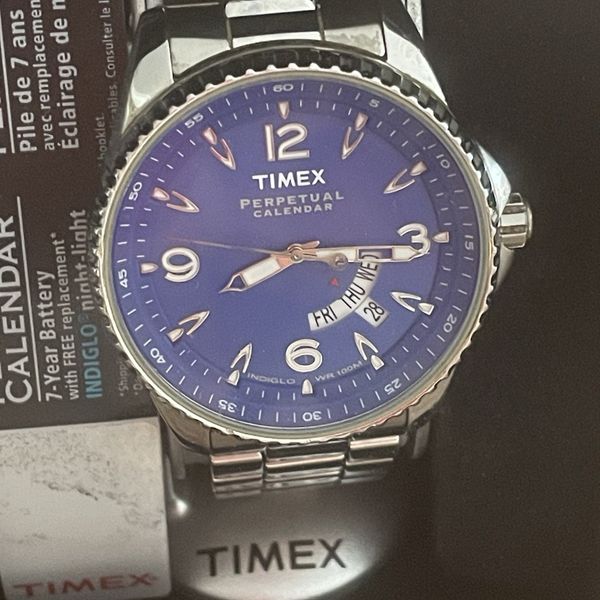 TIMEX Perpetual Calendar Indiglo Mens Watch - 40mm Face, Quartz ...