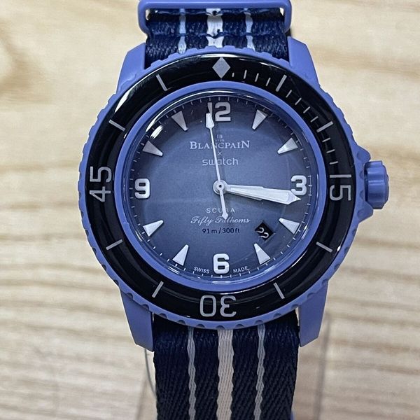 Blancpain x Swatch Scuba Fifty Fathoms Atlantic Ocean Blue Dial Watch ...