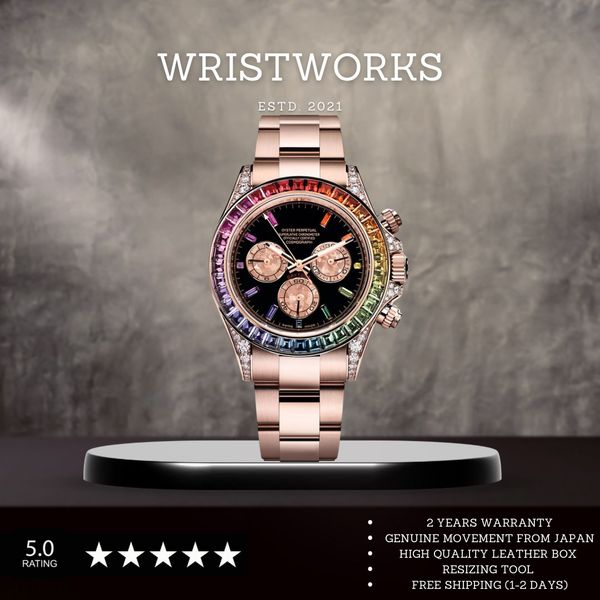 SEIKO MOD DIAMOND EVEROSE GOLD DAYTONA COSMOGRAPH RAINBOW 40MM ...