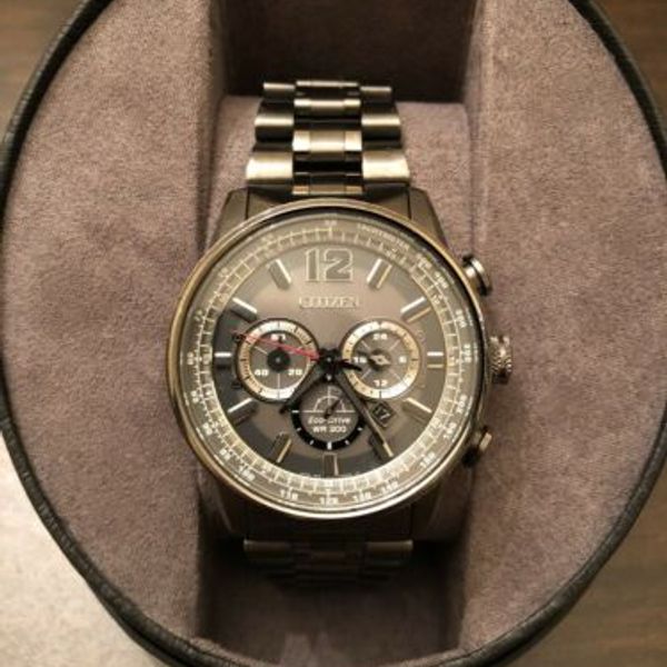 Citizen Eco-Drive Nighthawk Chrono Gray Stainless Steel Men's Watch ...