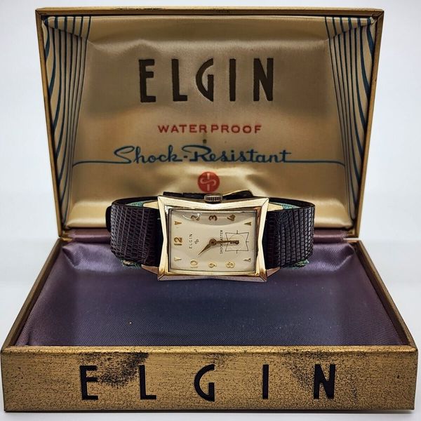 Vtg 1950's Elgin Shockmaster 10k GF Gold Filled Manual Watch RGP Bezel ...