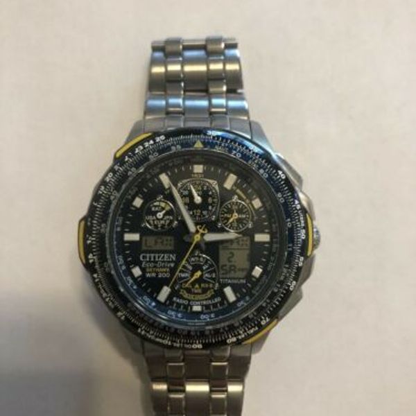 CITIZEN SKYHAWK BLUE ANGELS U600-S055521 Titanium Eco-drive radio Men's ...