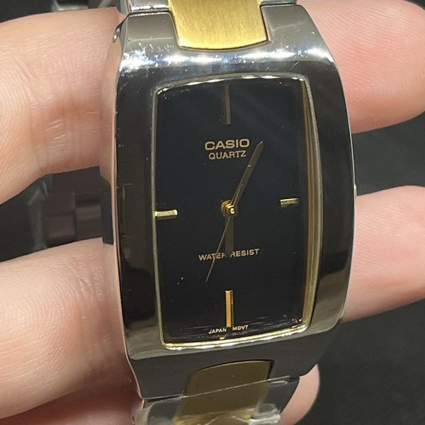 Casio Menâ s MTP-1165 Quartz Two Tone Gold/Silver Watch Black Dial ...