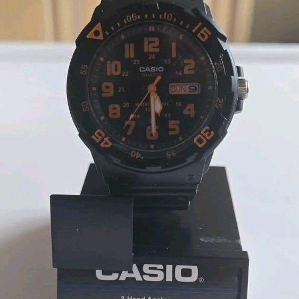 Casio MRW-200H-2B2VCF, Orange Font, Brand New In Box With Stand And ...