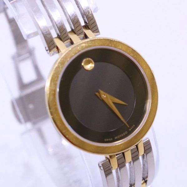 Movado Esperanza Quartz Black Dial Two Tone Stainless Ladies 6" Watch ...