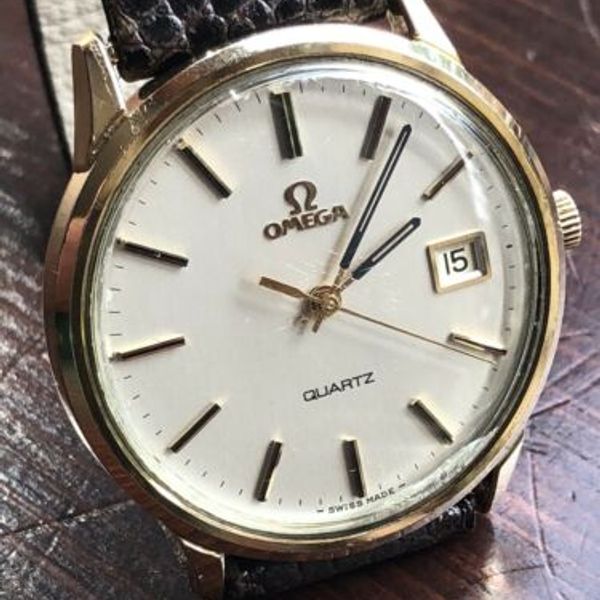 Omega 196.0119 Mens Quartz CAL. 1370 7 Jewel Date 10K RGP. 35mm Working ...