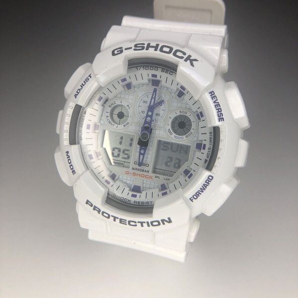 CASIO G-Shock Watch GA-100A Men 200m White Analog Digital Quartz New ...