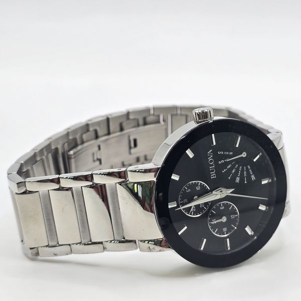 Bulova Modern Quartz Day Date Silver Stainless Steel Watch 40 MM 96C105 ...