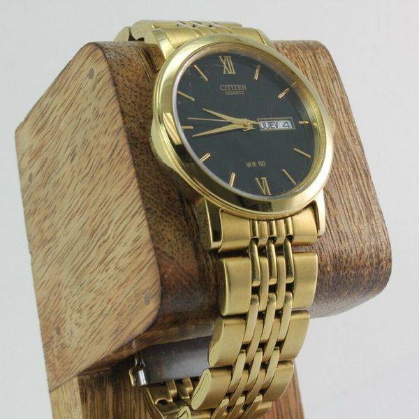 Citizen 2500-S029201 WR50 WR 50 Gold Tone Black Dial Gold Dial Watch FS ...