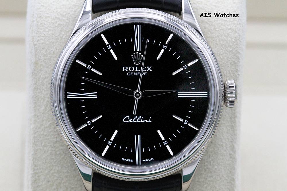 FSOT: Rolex 50509 Cellini Time 18K White Gold 39MM Black Dial B&P ...