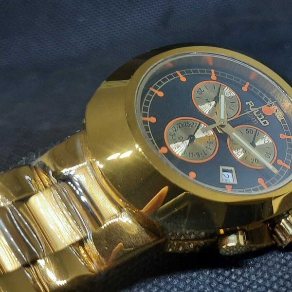 VINTAGE GENTS RADO DIASTAR CHORONOGRAPH GOLDEN, BLACK DIAL WRIST WATCH ...