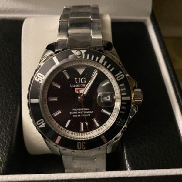 Ulysse Girard Blue Fin Japan Movement Diver Watch w/ Black Dial UG ...