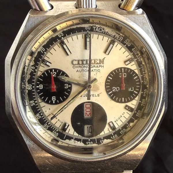 Citizen Bullhead Octagon 67-9356 Chronograph Panda Dial Automatic Watch ...