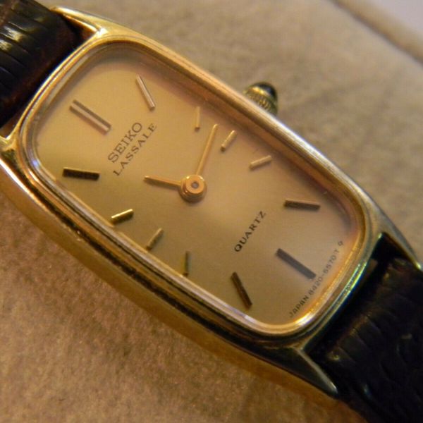 SEIKO LASSALE 8420 GOLD TONE LADIES QUARTZ WATCH - NEW BATTERY - RUNS ...