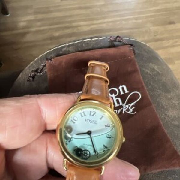 Rare Fossil Liquid Filled Road Trip Watch Women 30m Brown Leather New ...