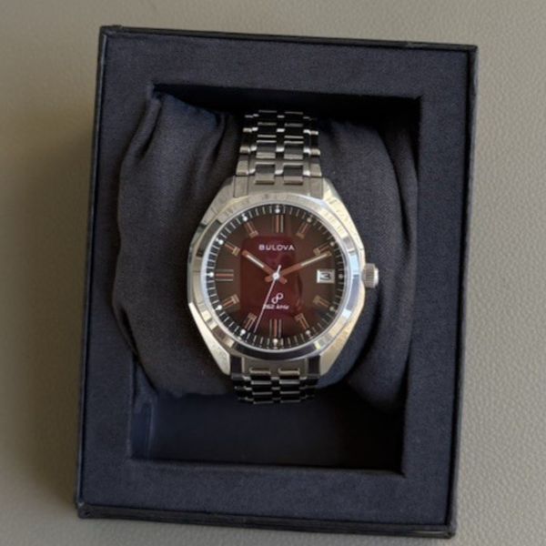 Bulova 96B401 Jet Star Steel Bracelet Red Dial Wristwatch Men Org ...