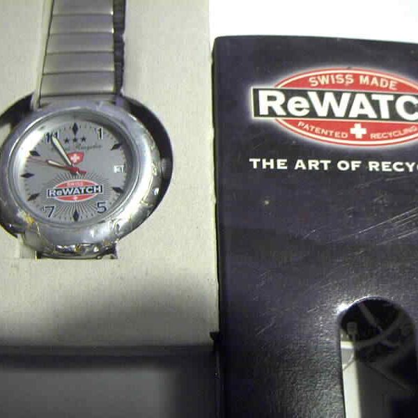ReWatch Uhr -2- Swiss Made Armbanduhr / Recycling Uhr 90er Jahre ...