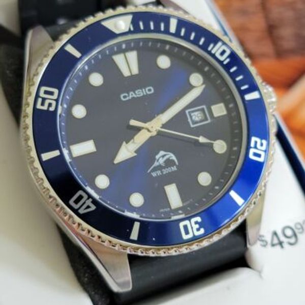 Casio Duro Marlin MDV106-2AVTN BLUE Dial Dive Watch with Date JAPAN ...