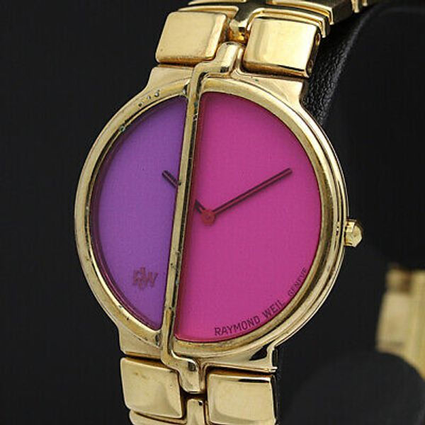 RAYMOND WEIL Watch 3725 Purple Pinnku Quartz 18K Gold Plated T1989 ...