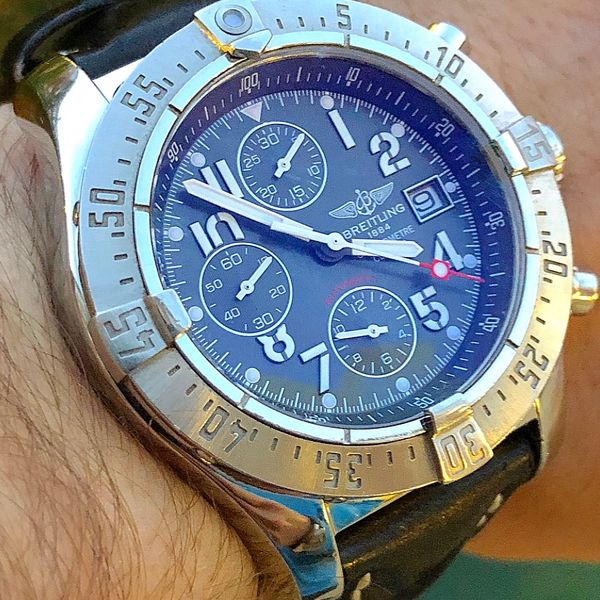 Breitling Avenger Skyland Steel and Leather Bands Chronograph Gray Box ...