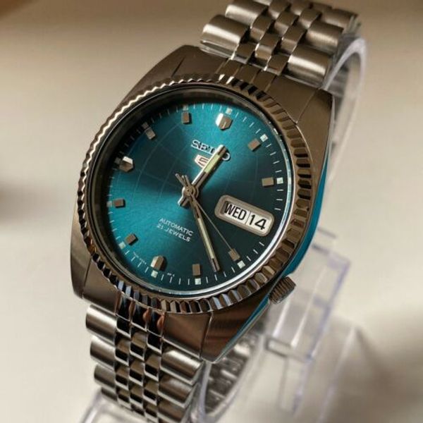 SEIKO 5 WATCH GREEN DIAL SNXJ SNXJ89 K K1 JUBILEE DATEJUST DAY DATE ...