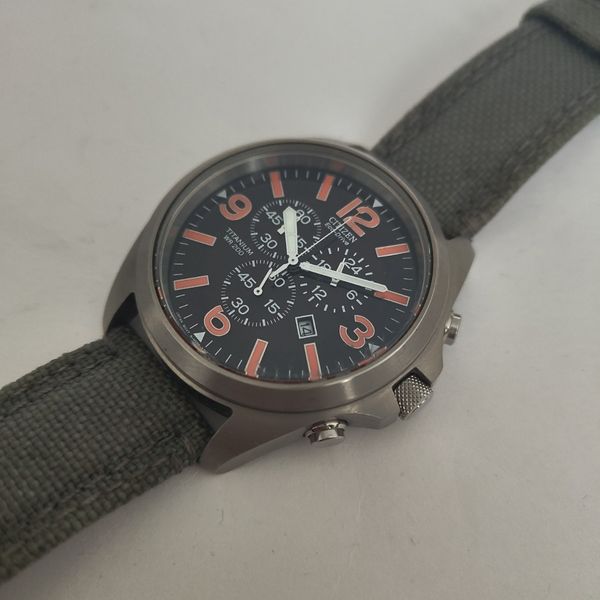 Titanium Military Citizen Eco-Drive Chronograph Nylon Strap Men Watch ...