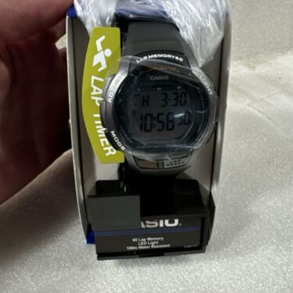 Casio Men's Watch Dual Time Grey Digi Dial Black Resin Strap Alarm WS ...