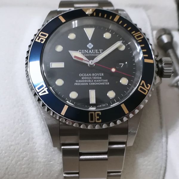 FS: Ginault Ocean-Rover 181270GSLID Automatic Watch (Black Dial, Gold ...